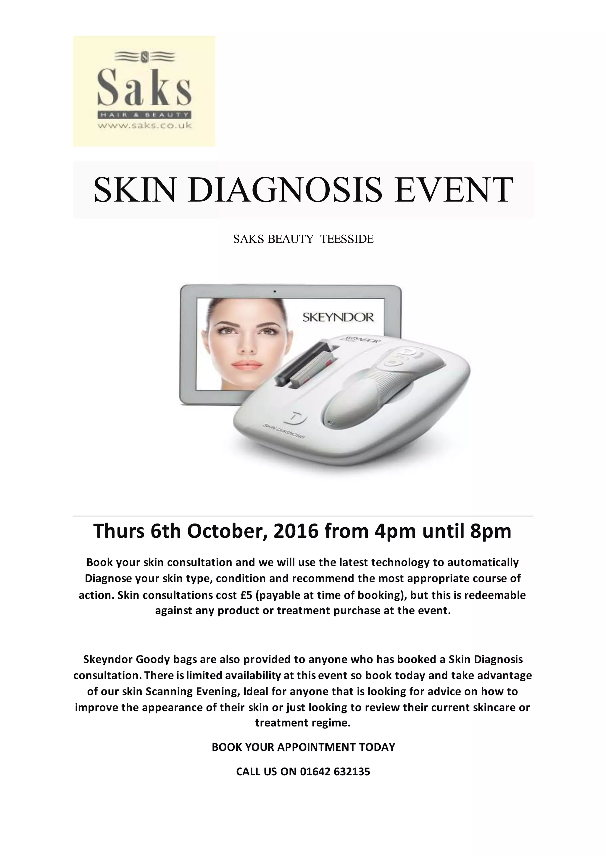 Saks Skin Diagnosis Event poster | DOCX