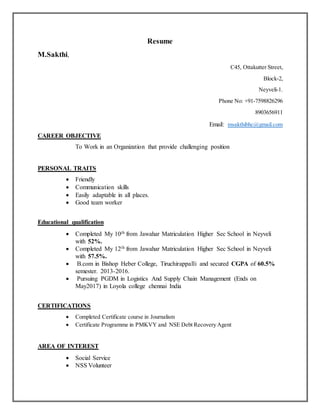 Sakthi resume | DOCX