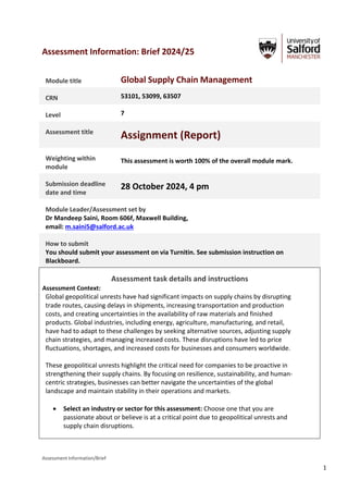 SAL-GSCM-T- assessment brief Assignment | PDF | Free Download