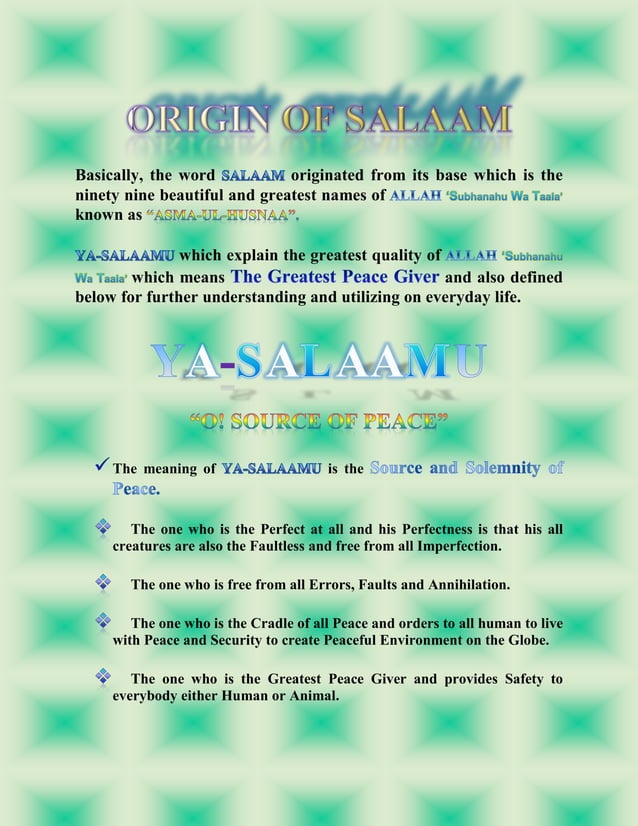 Salaam and its importance in islam | PDF