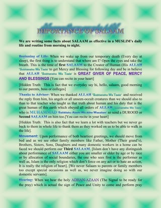 Salaam and its importance in islam | PDF