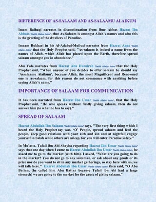 Salaam and its importance in islam | PDF