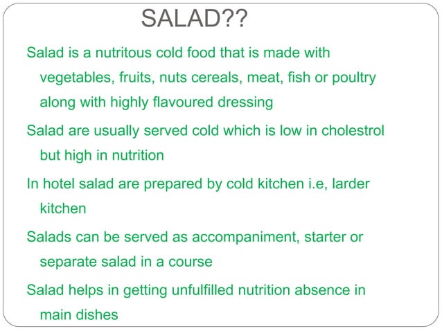 Salad | PPT | Healthy Cooking and Eating | Food & Drink