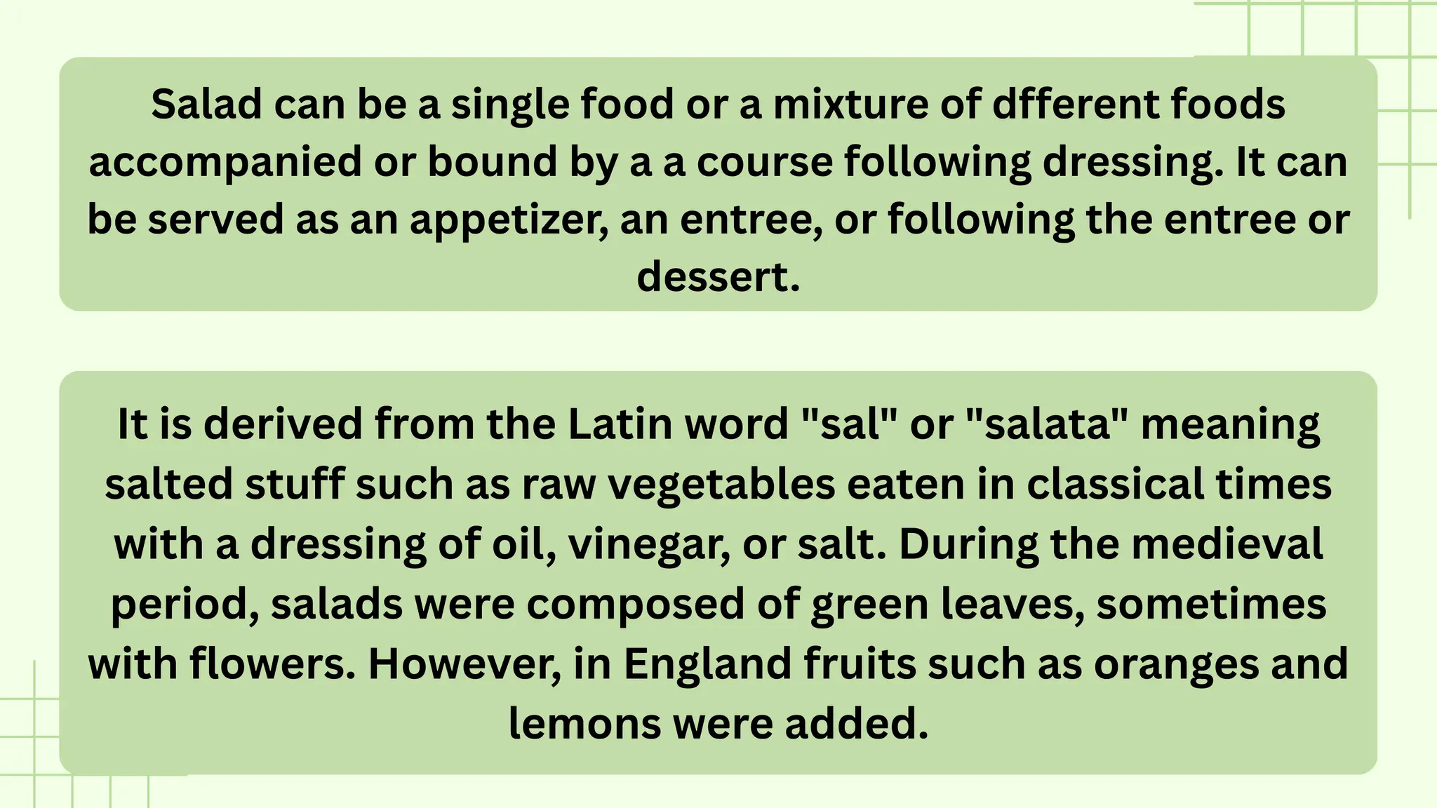a ppt talking about the different types of salads. | PDF