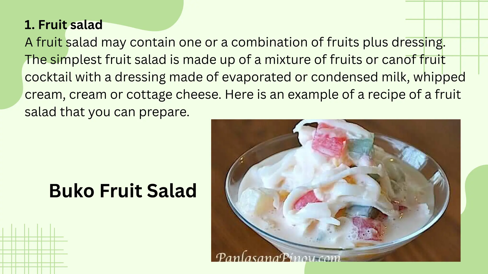 a ppt talking about the different types of salads. | PDF