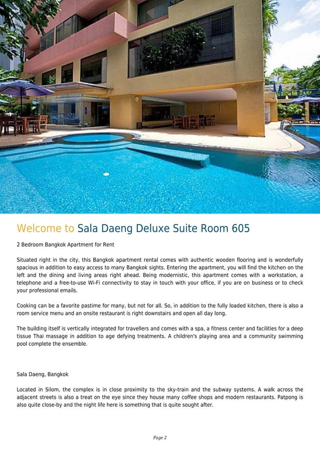 Bangkok, apartment, Sala daeng delux suite room 605 | PDF