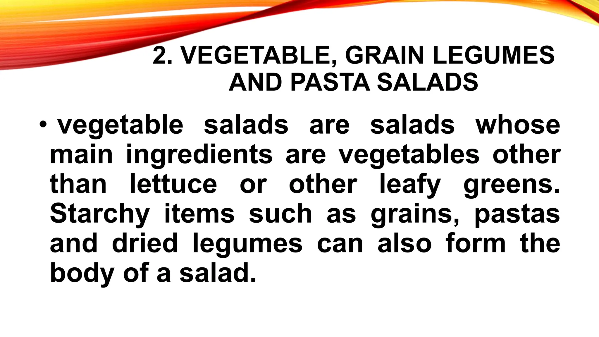sALAD AND it's Classification according to meal function and according ...