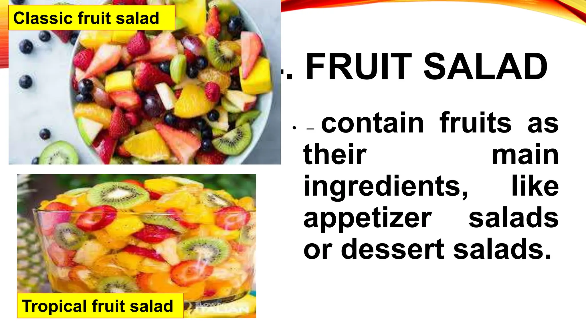 sALAD AND it's Classification according to meal function and according ...