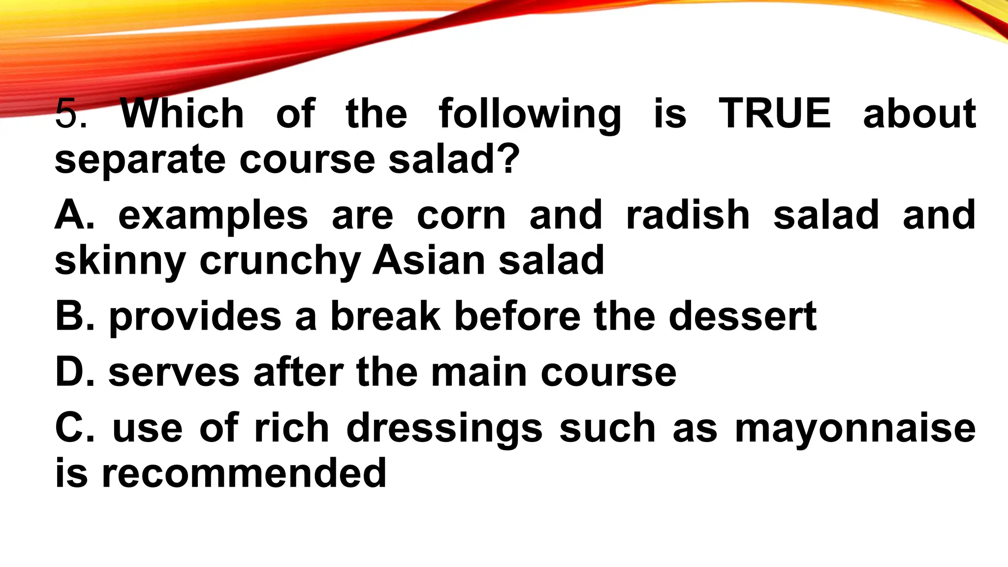 sALAD AND it's Classification according to meal function and according ...