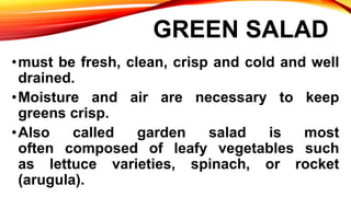 sALAD AND it's Classification according to meal function and according ...