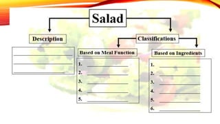 sALAD AND it's Classification according to meal function and according ...