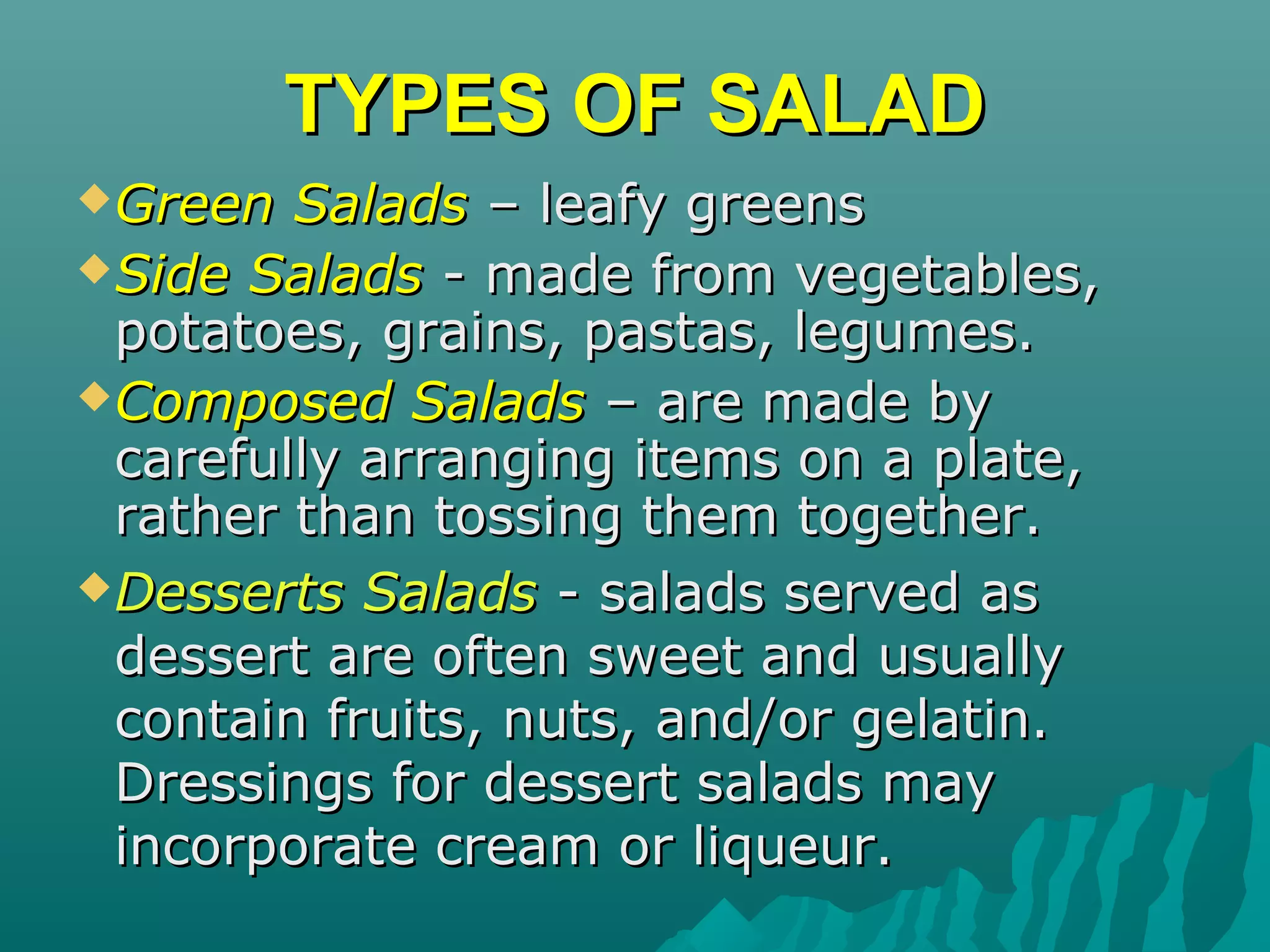 Salads & salad dressing | PPT