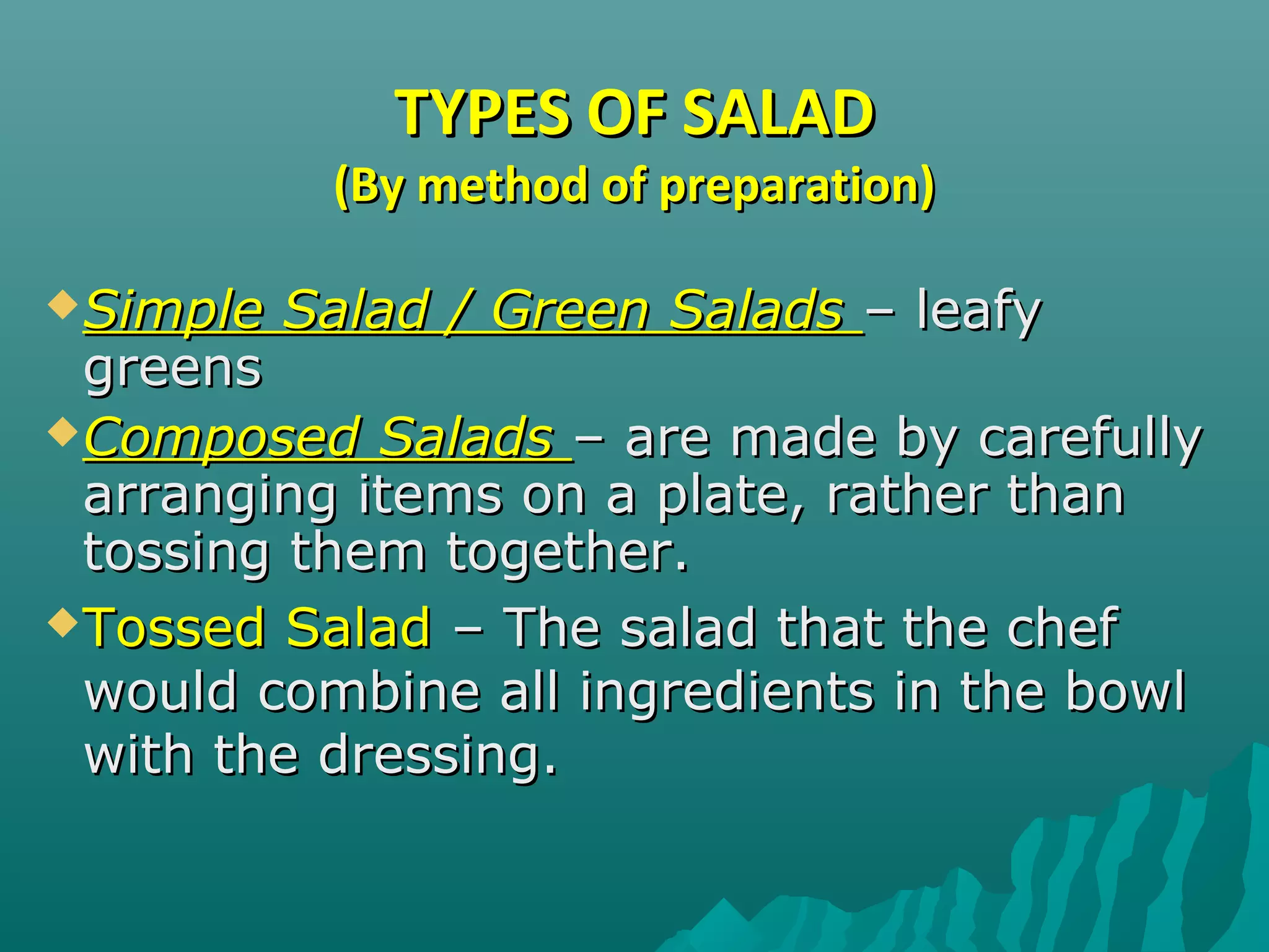 Salads & salad dressing | PPT