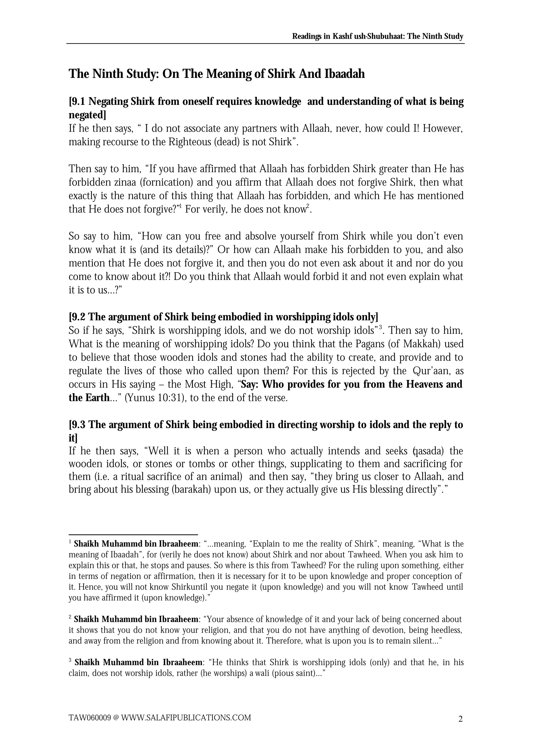 [Salafi publications] reading in kashf al shubhaat part 9 | PDF | Islam | Religion & Spirituality