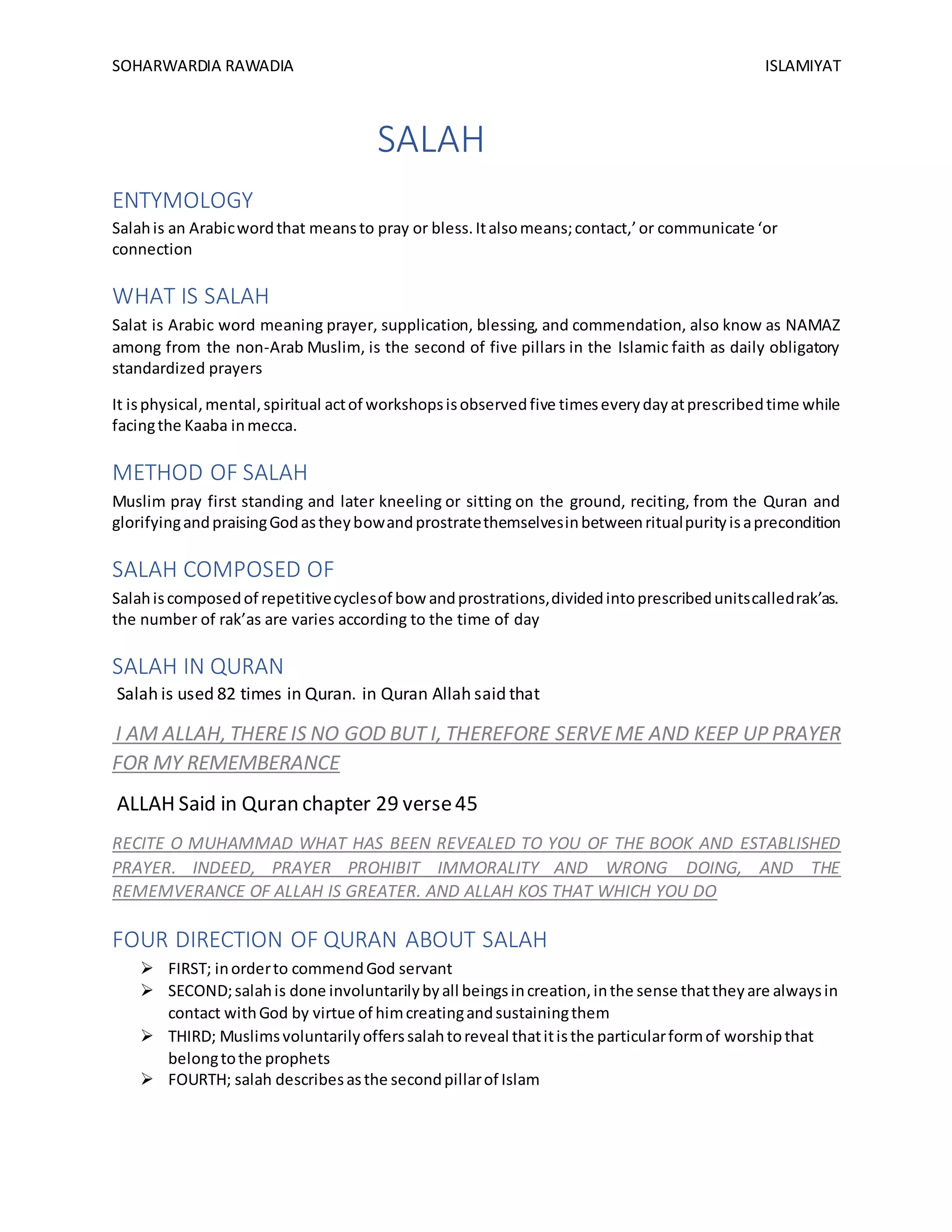 Salah namaz importance | DOCX