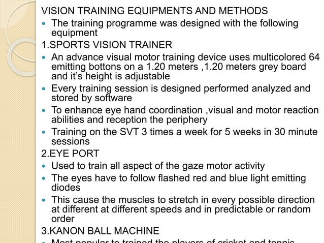 Sports vision: Visual skills evaluation and Enhancement | PPTX | Eye ...