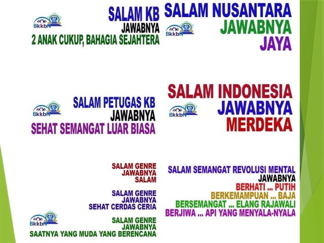 Salam program KB yang sudah biasa di populerkan oleh BKKBN | PPTX