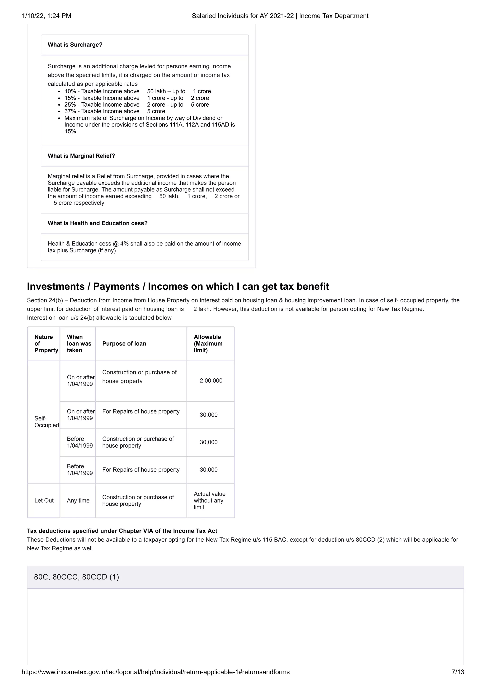Salaried individuals for ay 2021 22 income tax department | PDF