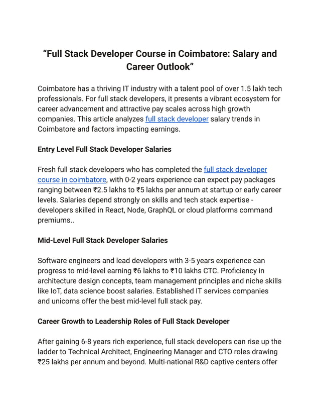 Salary and Career Outlook - Full Stack Developer Course in Coimbatore.pdf