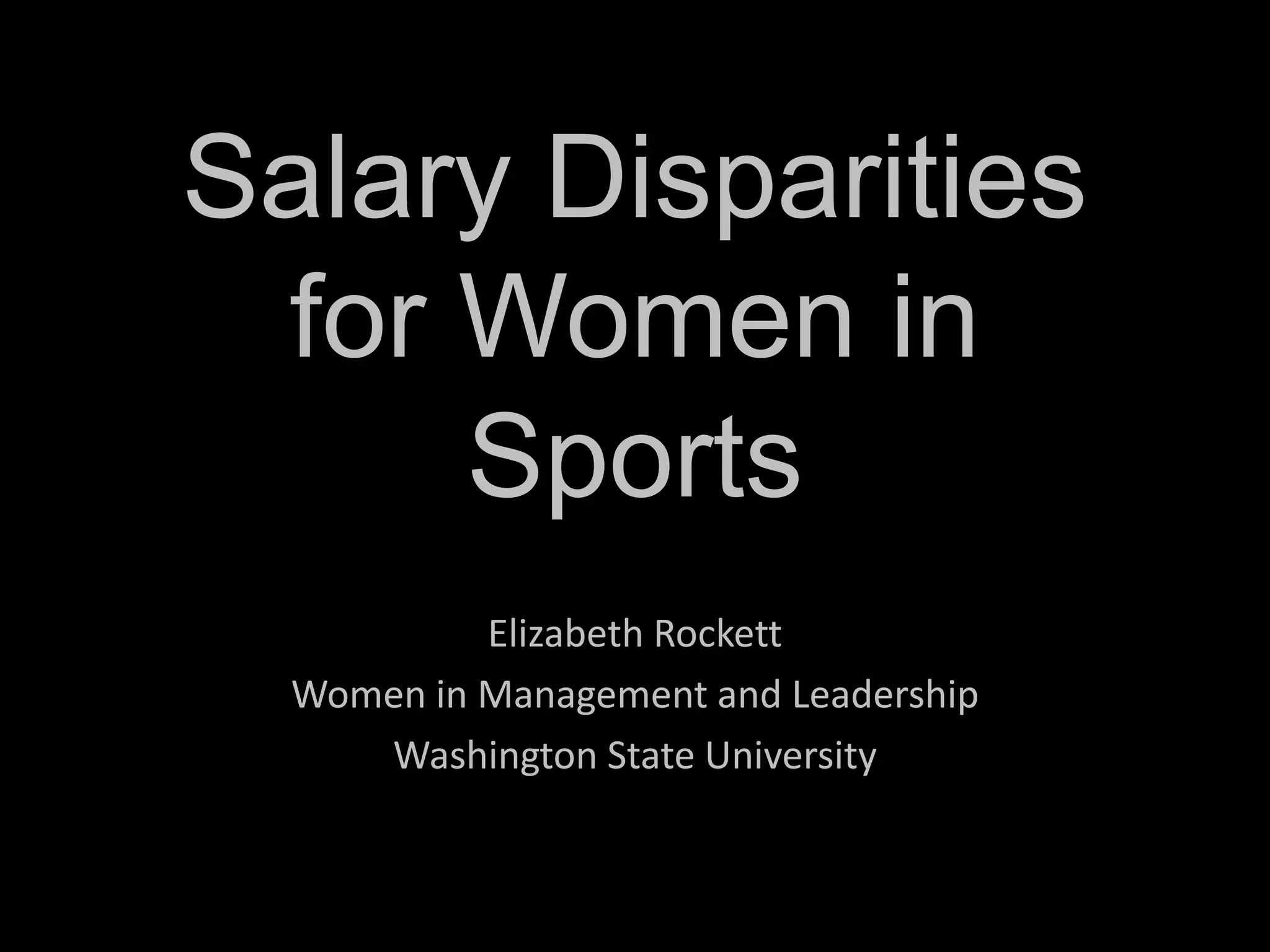 Salary Disparities for Women in Sports | PPTX