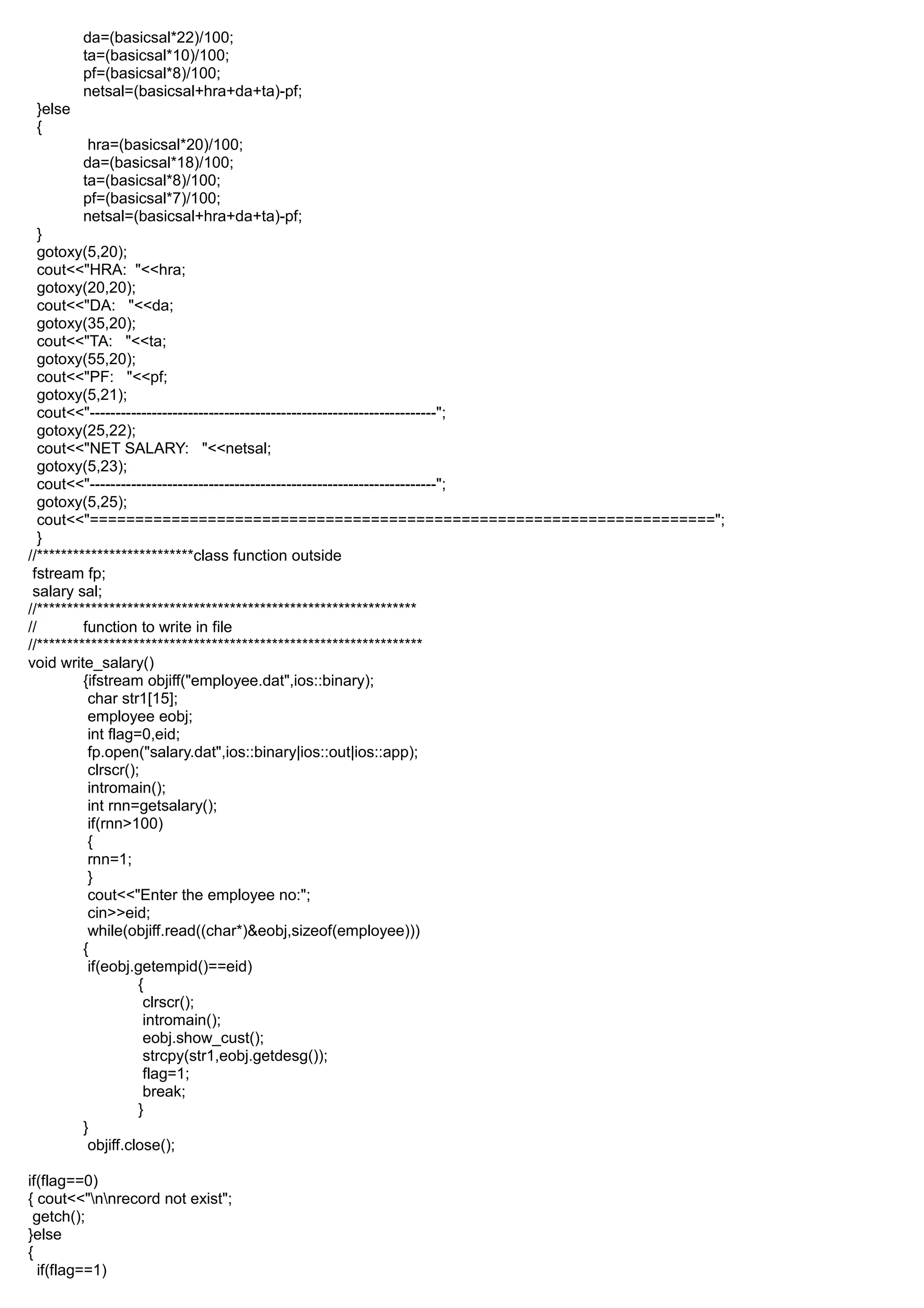 SALARY MANAGEMENT SYSTEM IN C++ | DOC