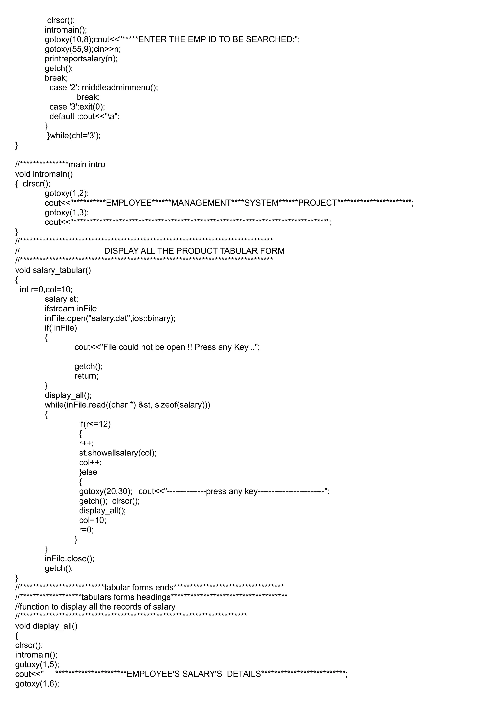 SALARY MANAGEMENT SYSTEM IN C++ | DOC
