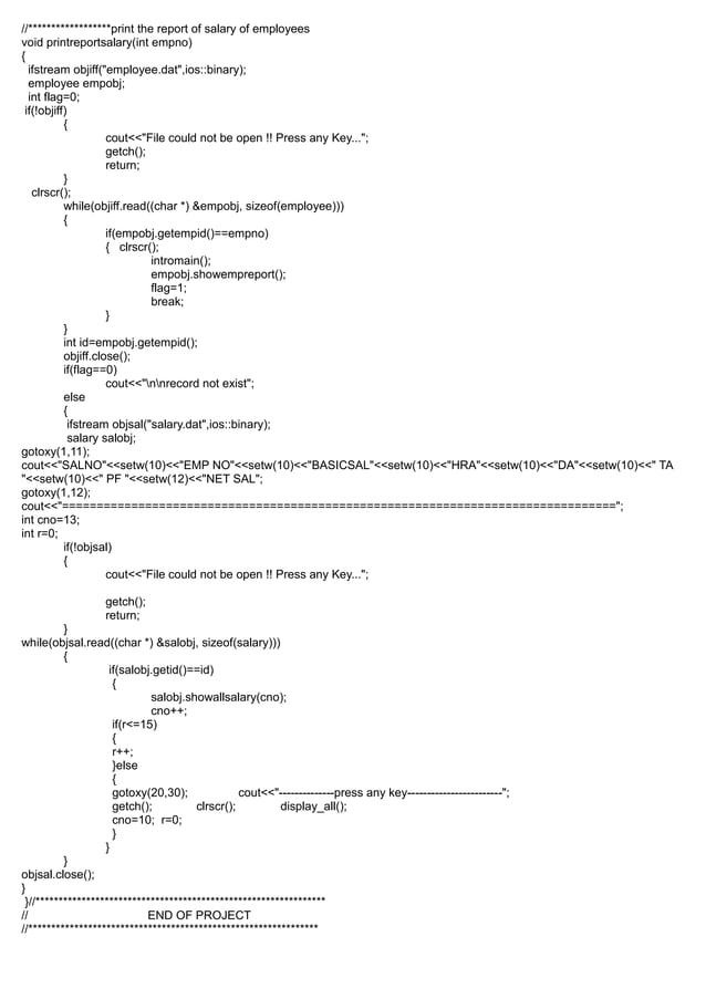 SALARY MANAGEMENT SYSTEM IN C++ | DOC