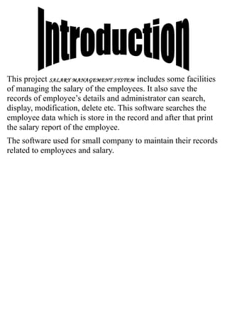 SALARY MANAGEMENT SYSTEM IN C++ | DOC