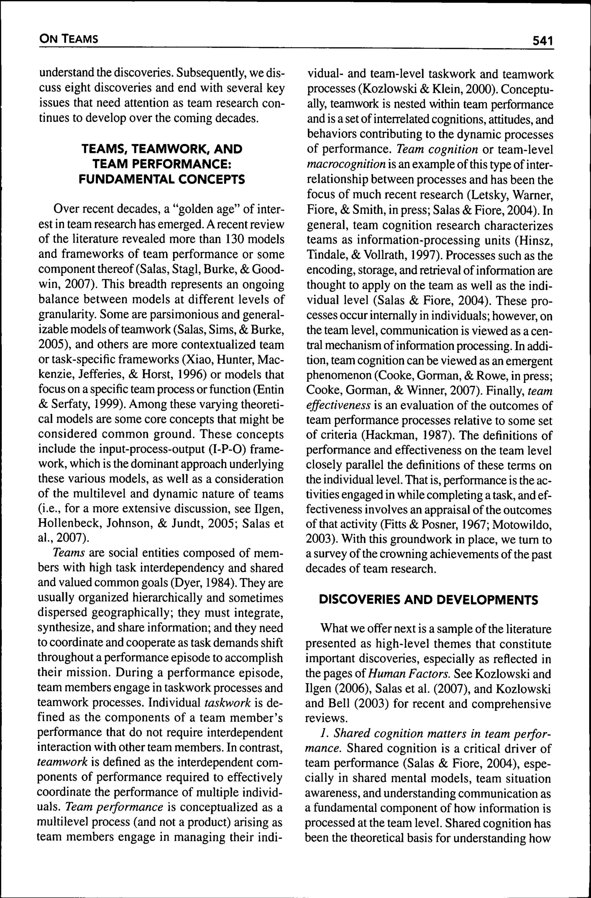 Salas et al (2008) Teams, teamwork and team performance | PDF