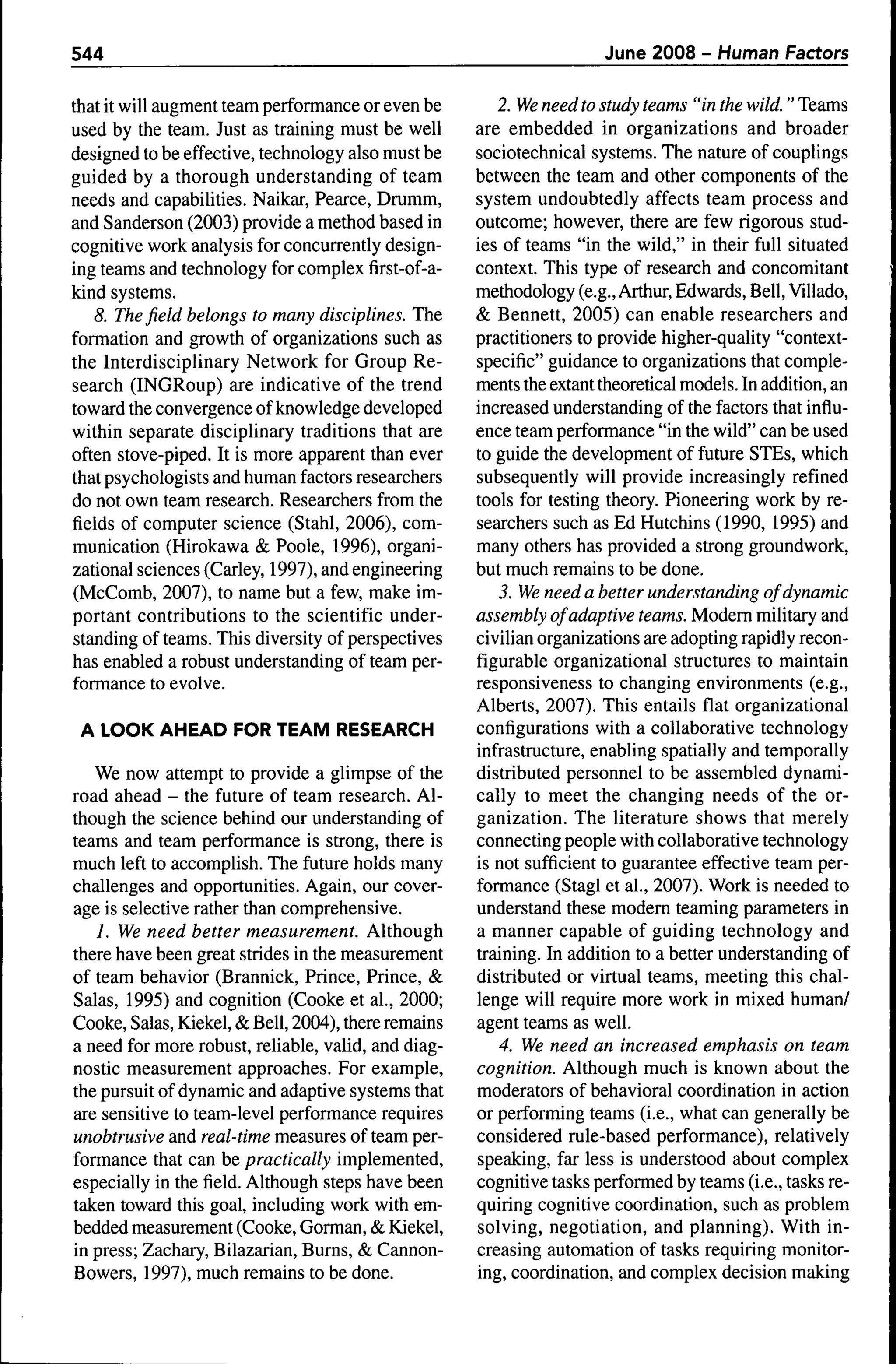 Salas et al (2008) Teams, teamwork and team performance | PDF