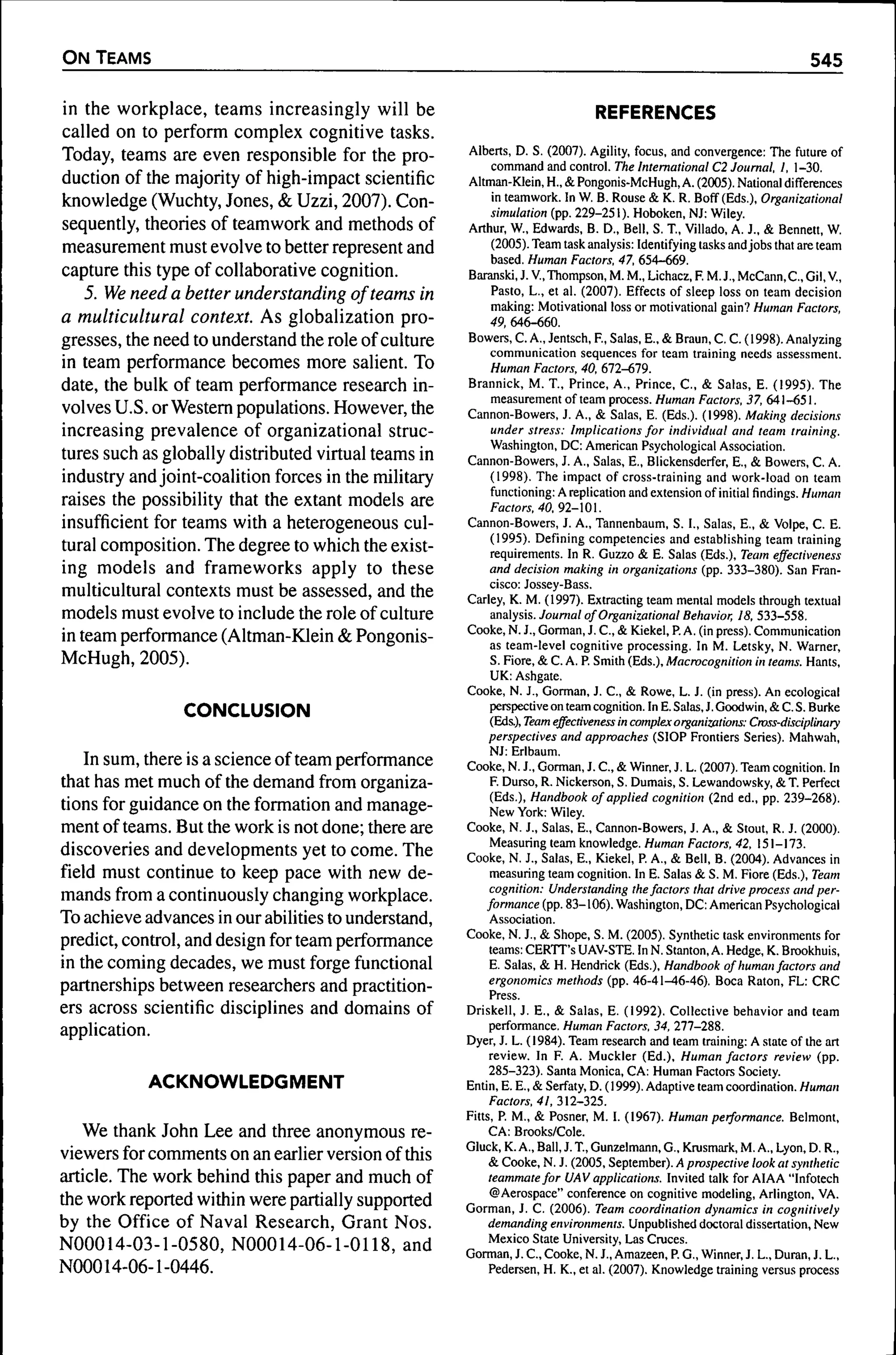 Salas et al (2008) Teams, teamwork and team performance | PDF