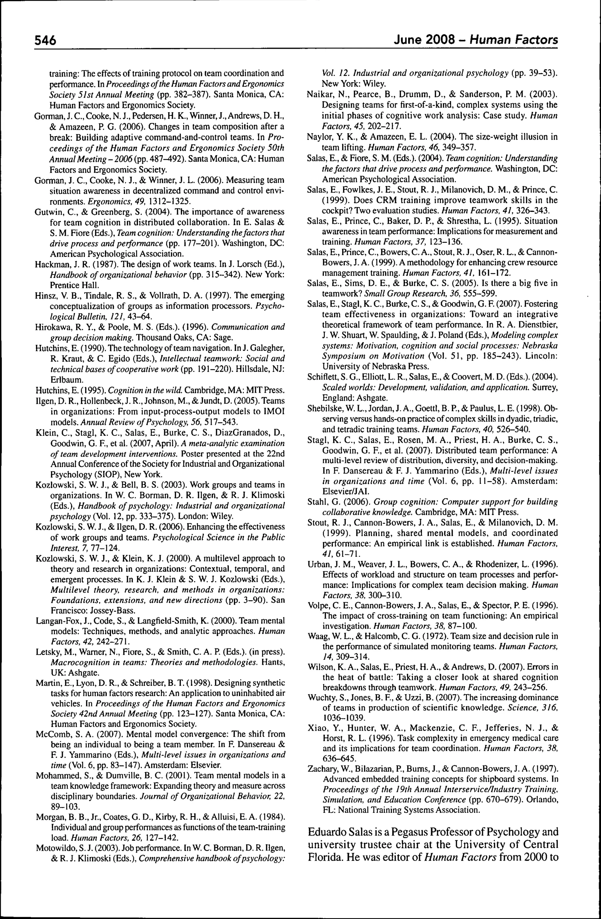 Salas et al (2008) Teams, teamwork and team performance | PDF