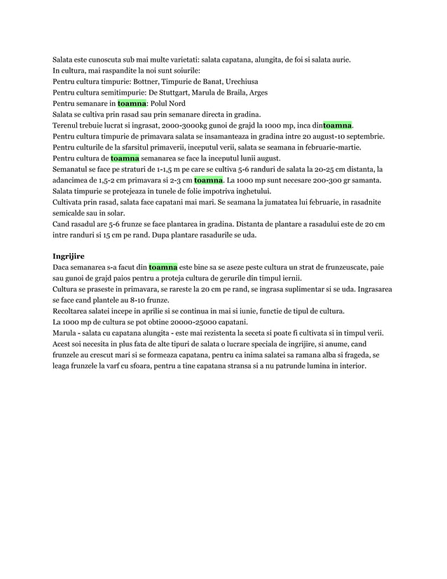 Salata verde cultura | PDF