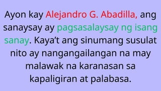 SALAYSAY-NG-ISANG-SANAY.pptxnnnnnnnnnnnnn | PPT