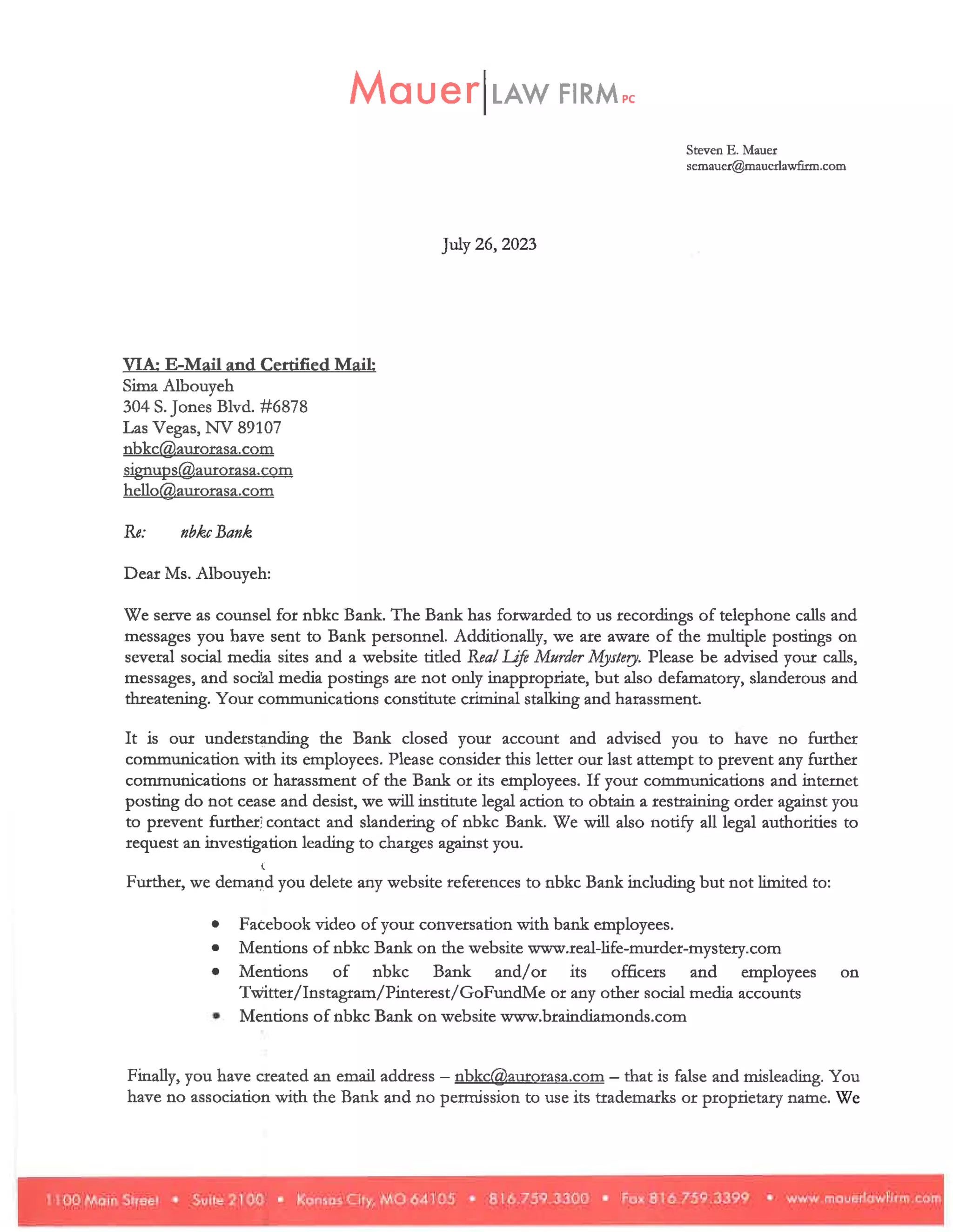 NBKC Fake Letter Lawyer | PDF