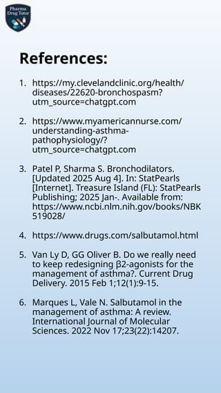 Salbutamol (Albuterol): Mechanism of action, Uses & Safety | PPTX