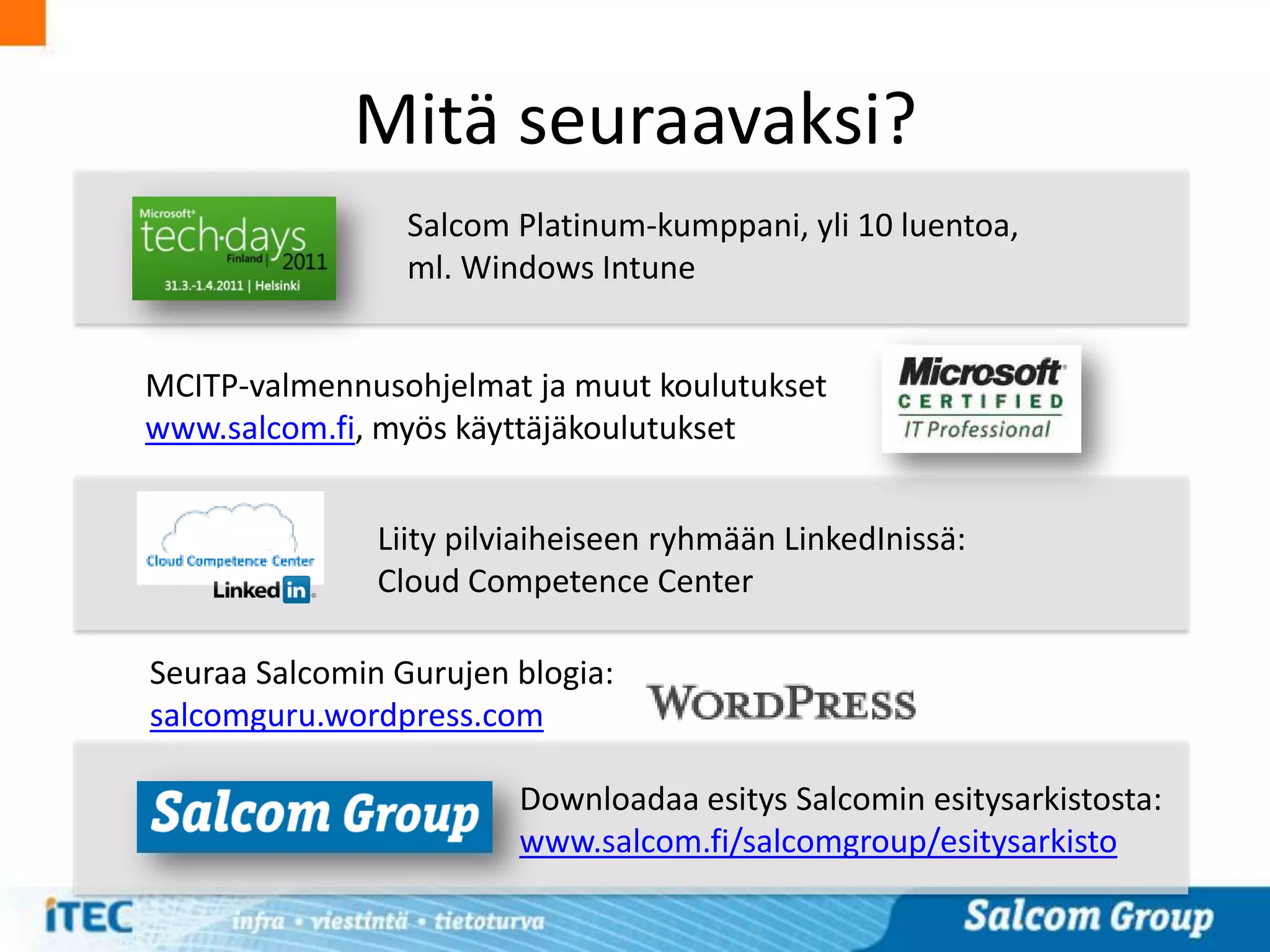Windows Intune - Salcom Webinaari | PDF