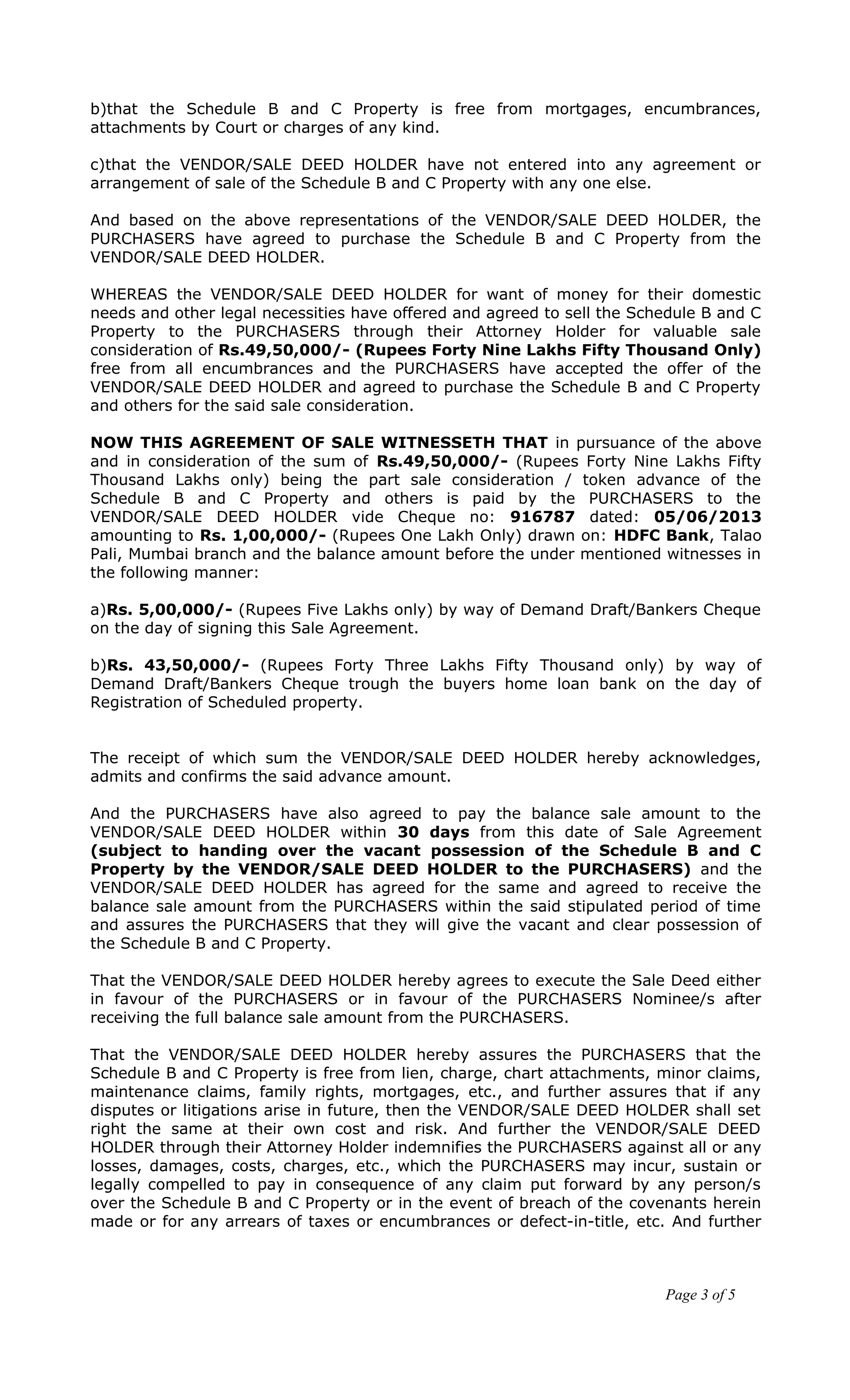 Sale agreement draft vishweshwar karkal g 1001[1] | ODT