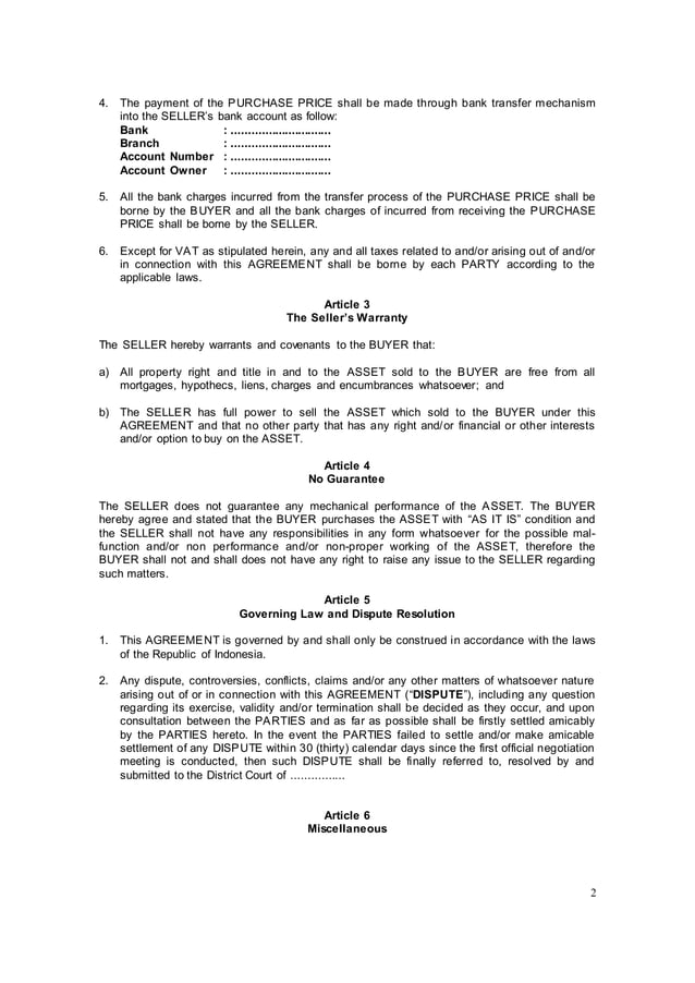 Sale and Purchase Agreement (Purchase this doc, Text: 08118887270 ...