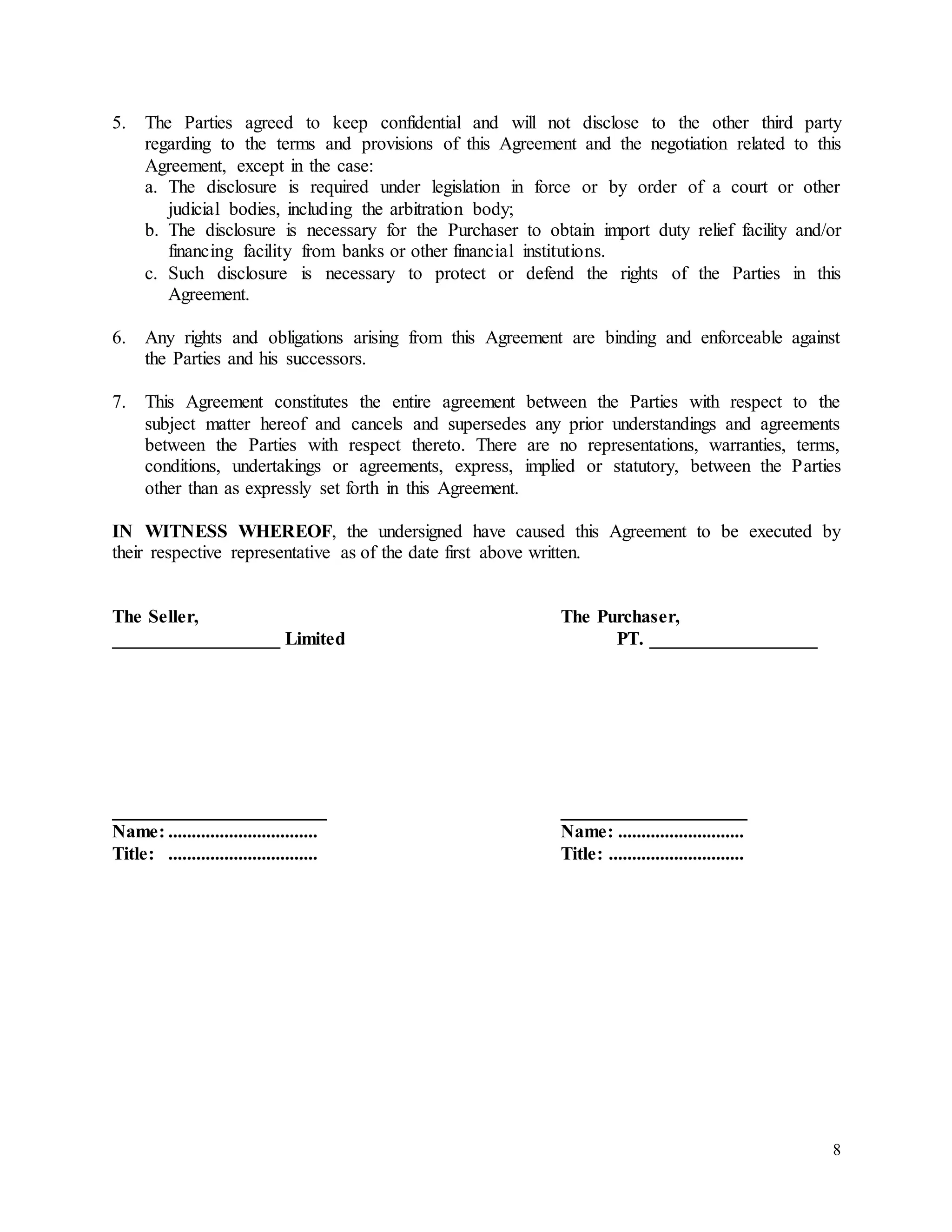 Sale and Purchase Agreement Sample (Purchase this doc, Text ...
