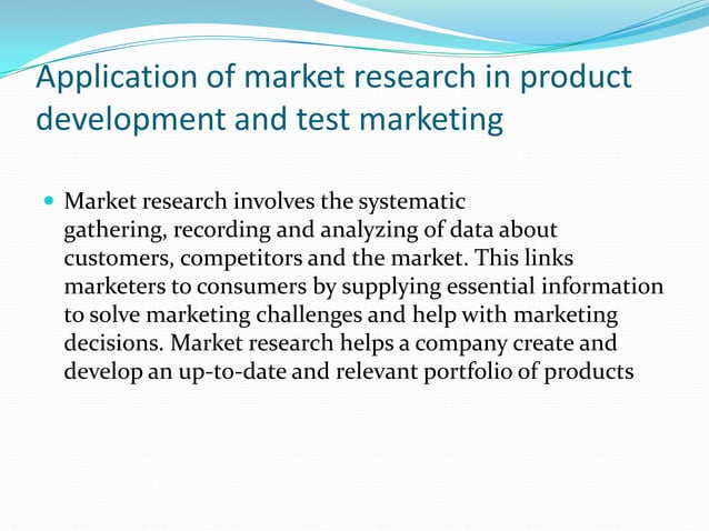 Marketing Research, Applications of Product Development and Test ...