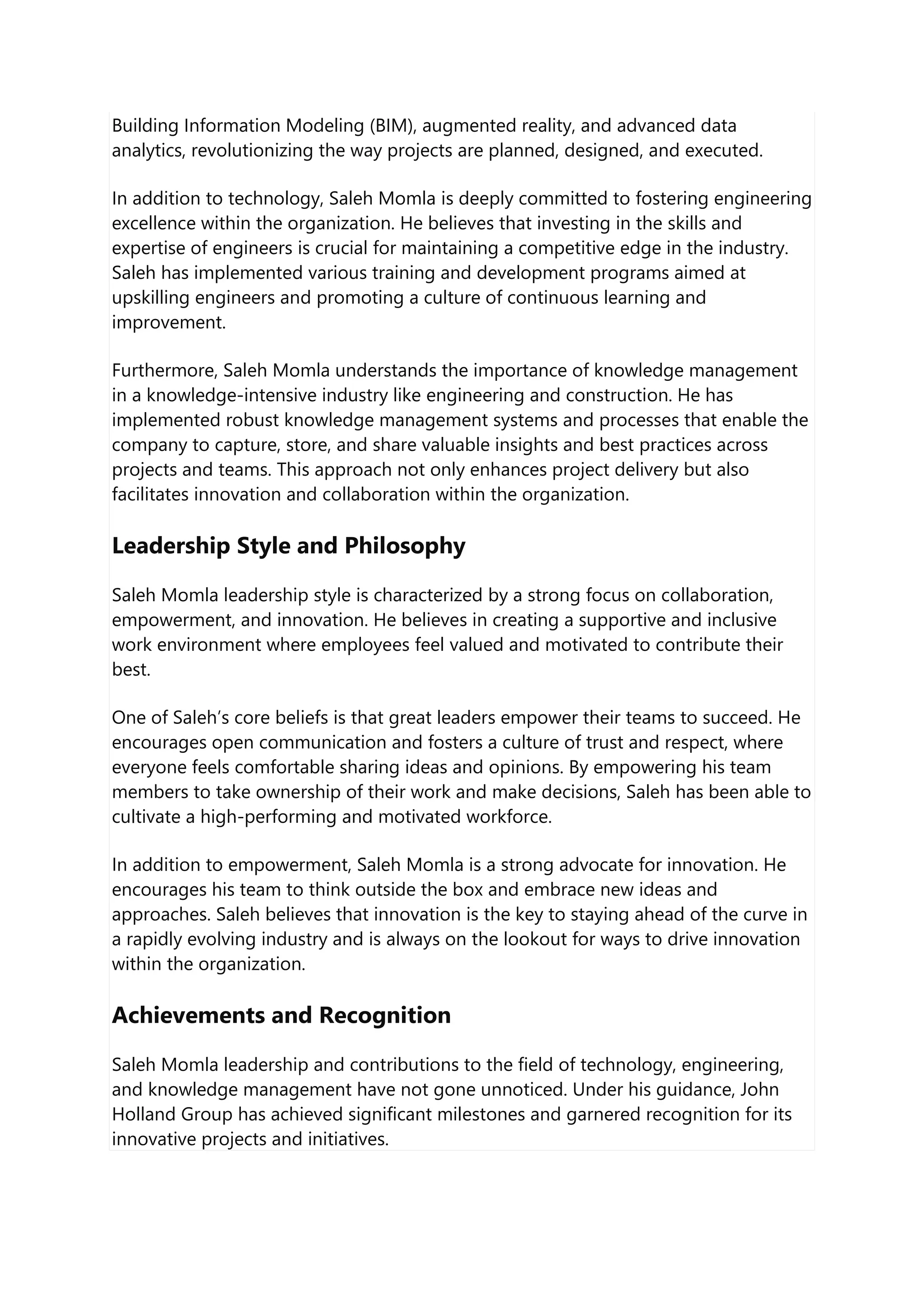 Unlocking Success: The Leadership Journey of Saleh Momla at John ...