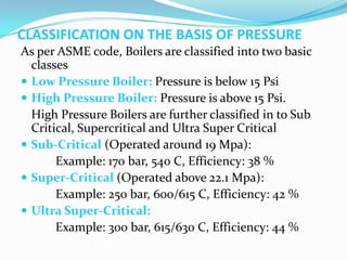 Boilers Classifications and Cost per kWh | PPTX