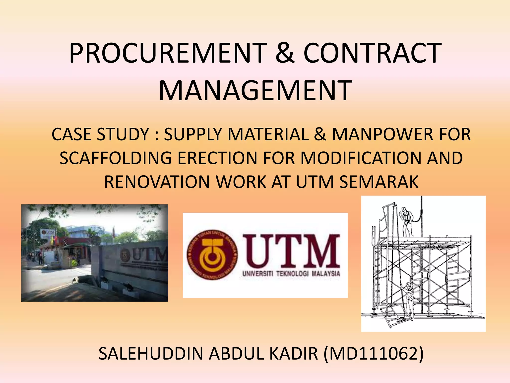 Salehuddin case study procurement and contract management | PPTX