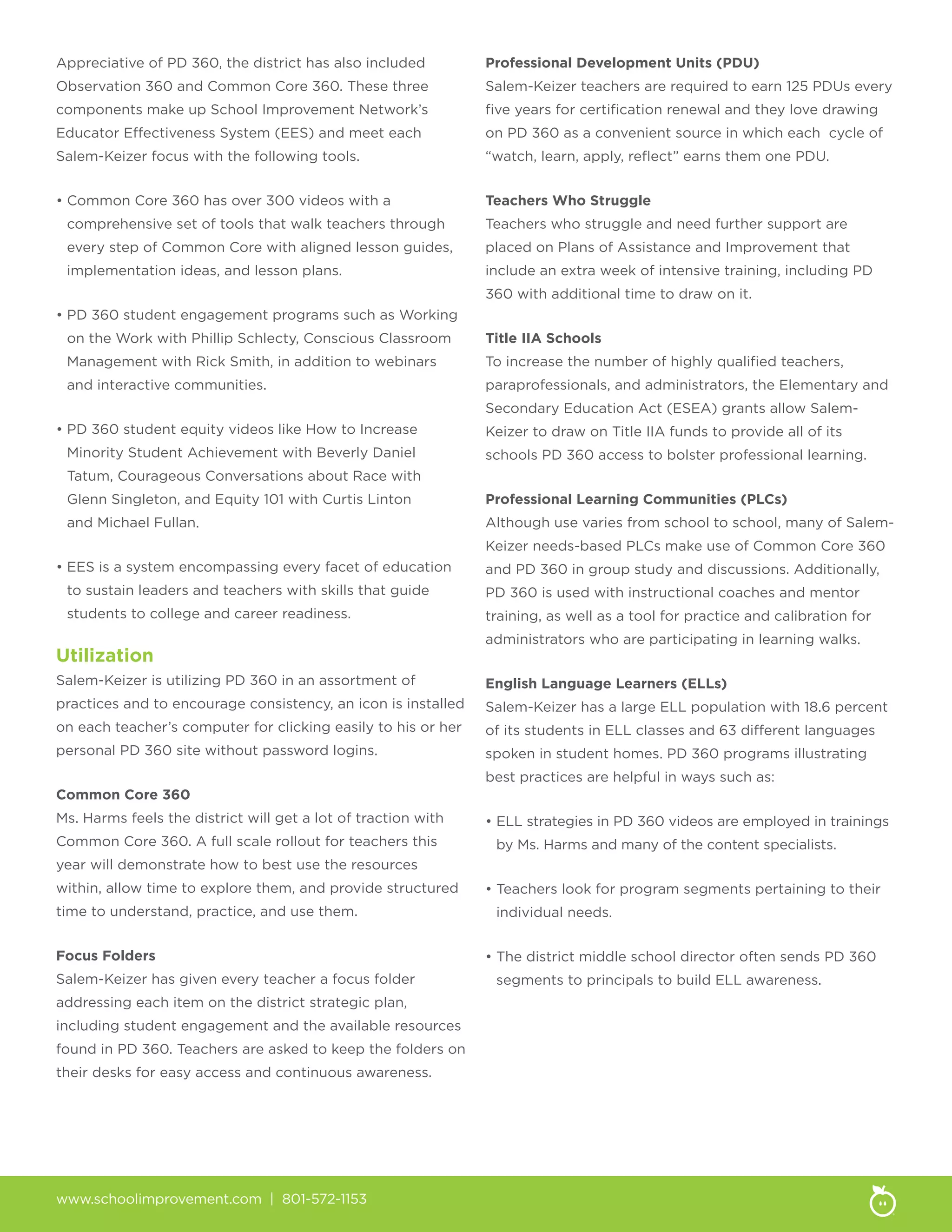 Salem-Keizer PS, Oregon - PD 360 Case Study | PDF