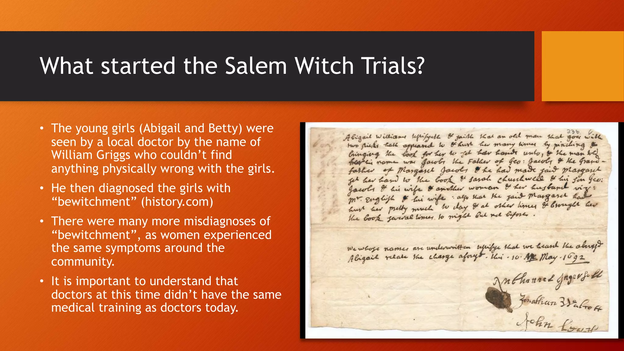 Abby Gunn HST 101 680: Salem witch trials | PPT