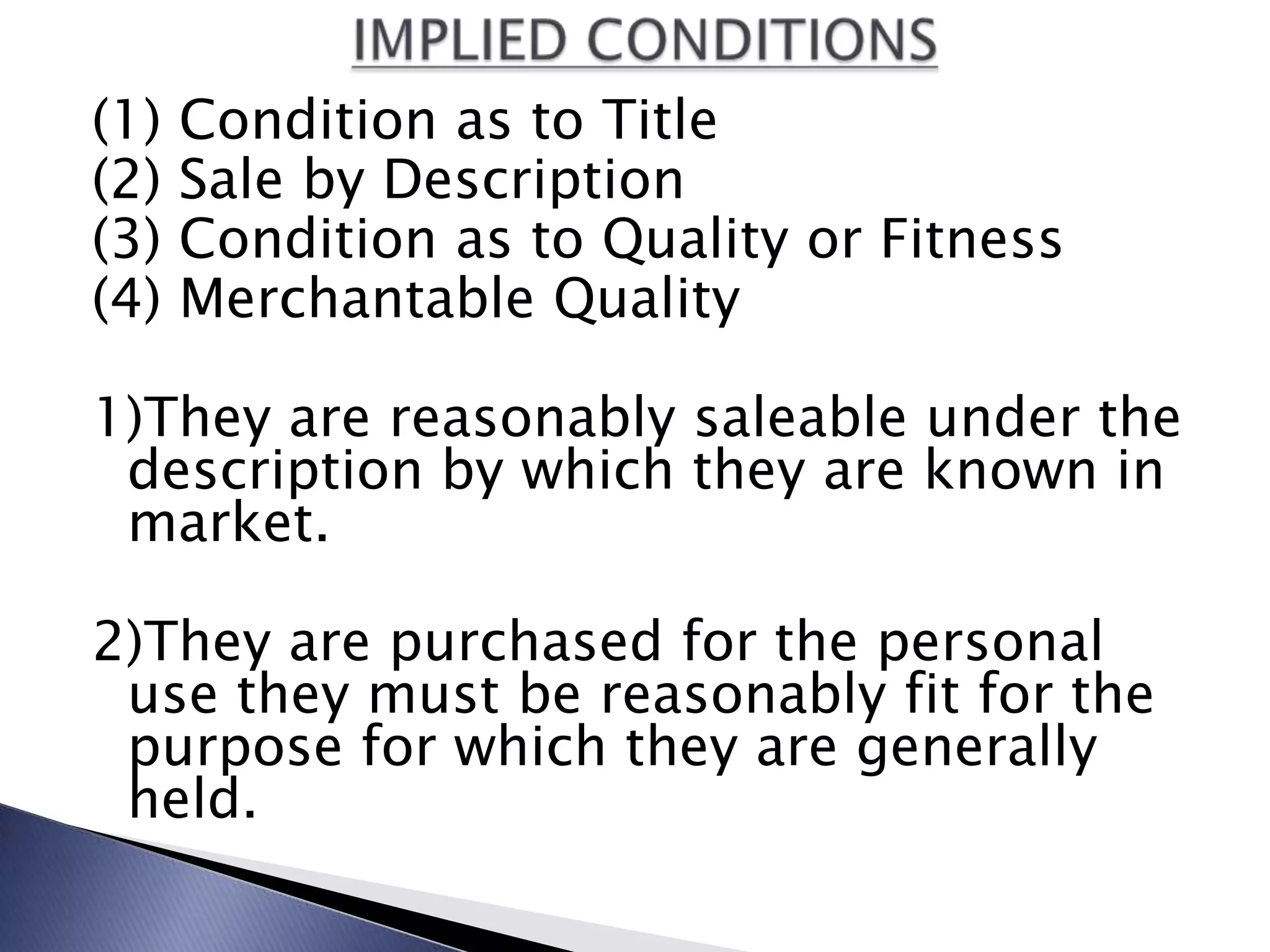 Sale of goods act 1930 | PPTX