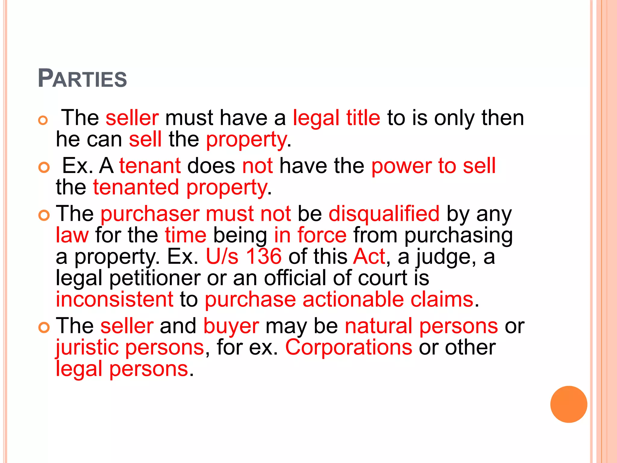 Sale of immovable property | PPTX