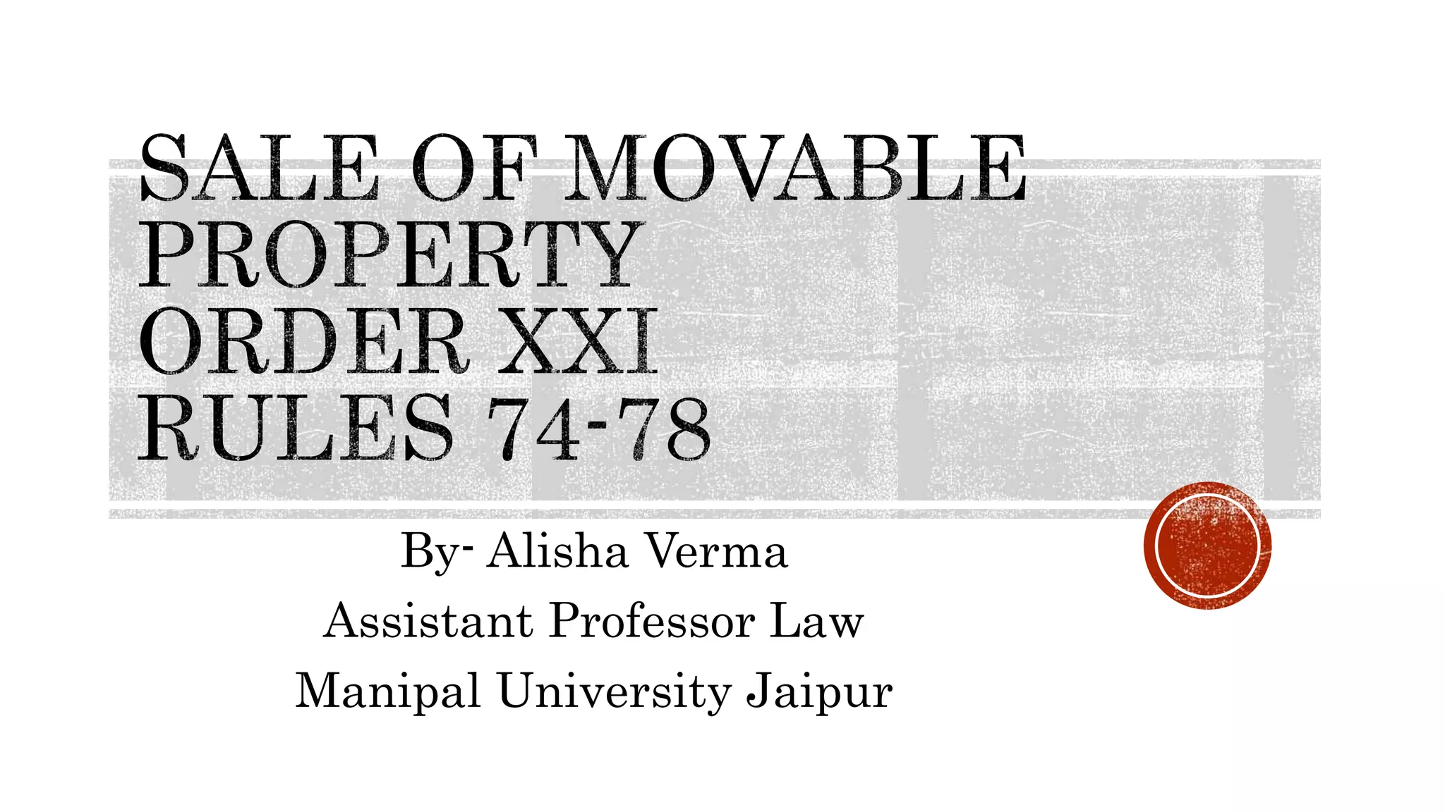 Sale of movable property | PPT