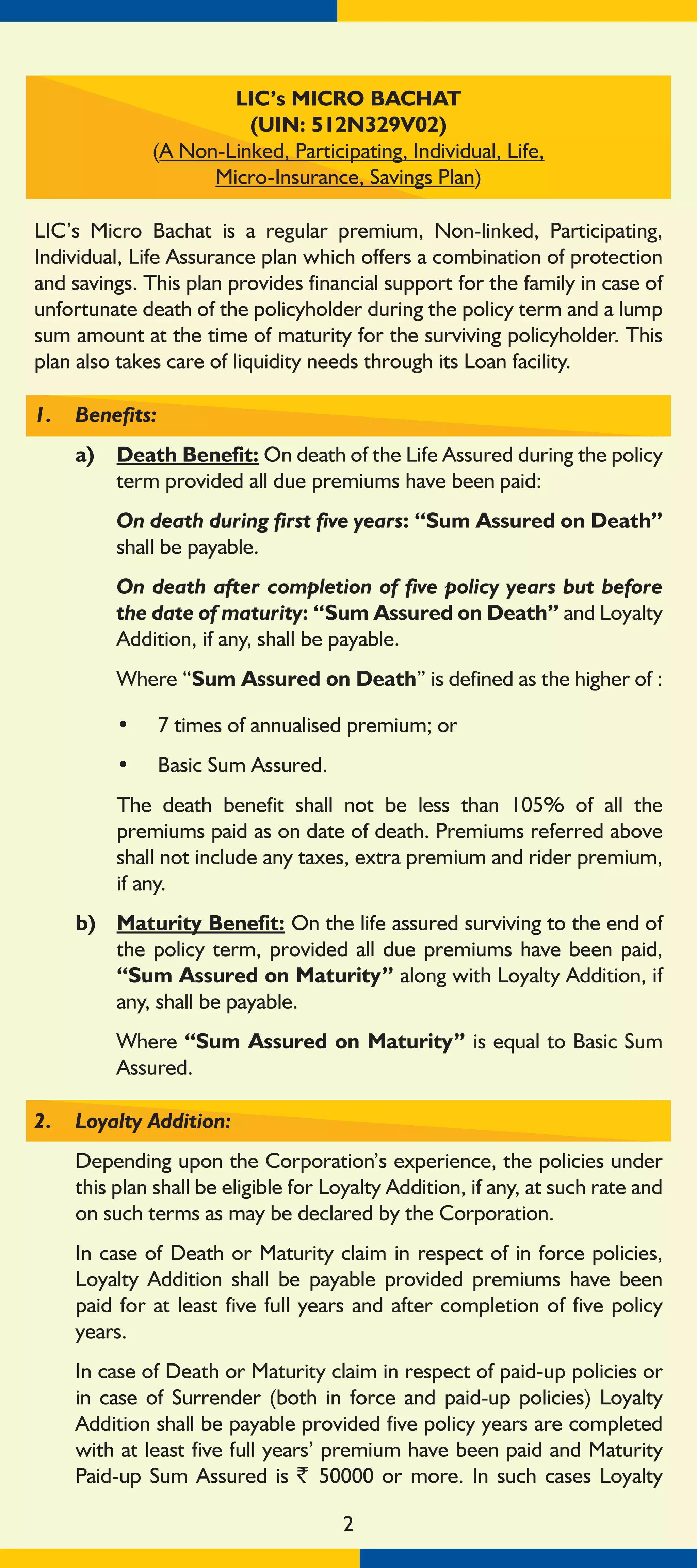 Sales brochure-li cs-micro-bachat-plan-2020 | PDF